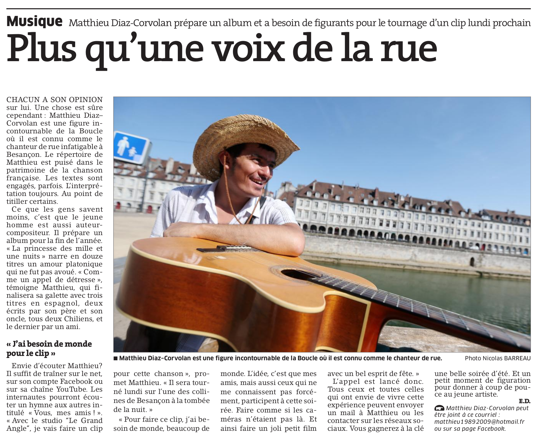 Plus qu’une voix de la rue - Matthieu Diaz